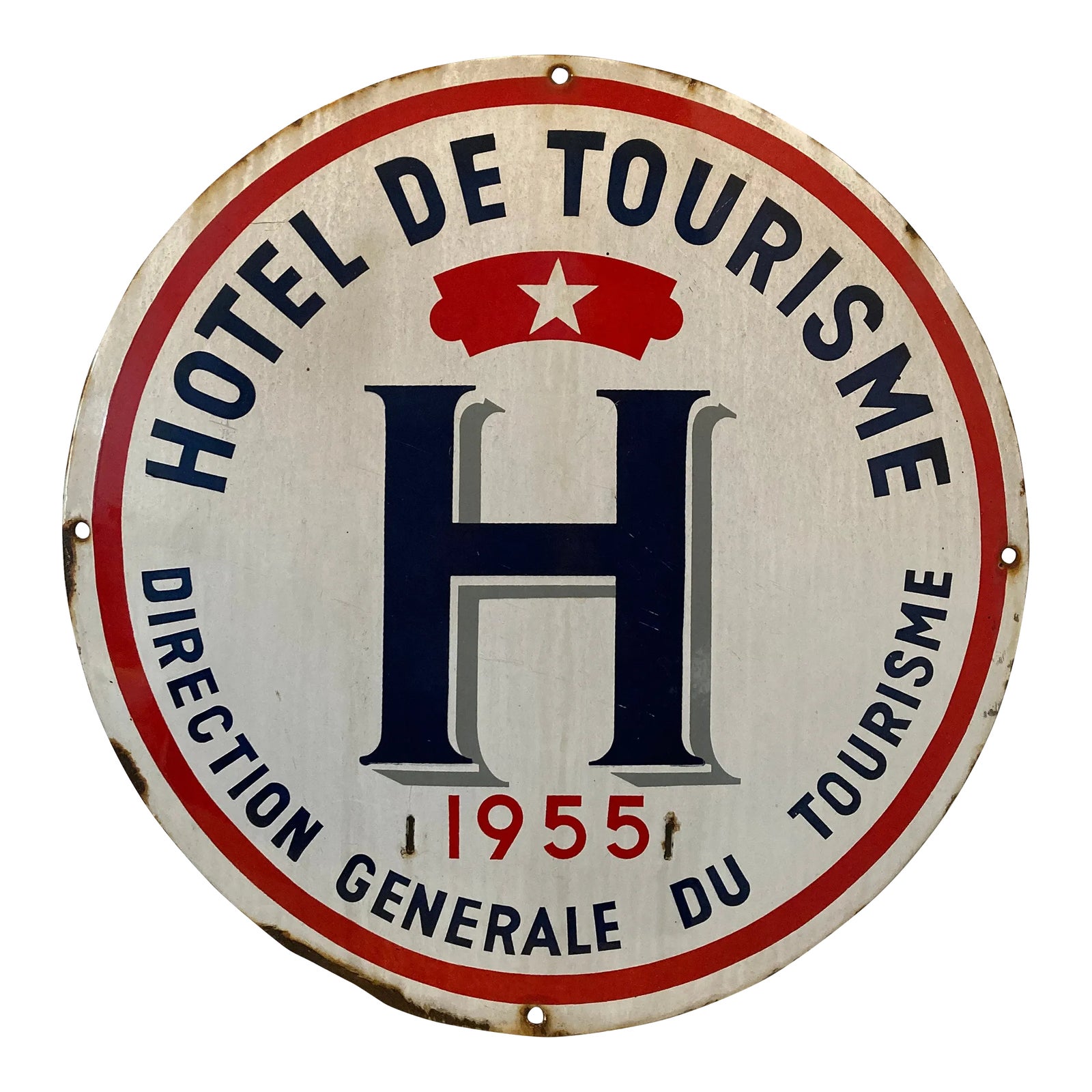 Vintage French “Hôtel De Tourisme” Enamel Sign | Chairish