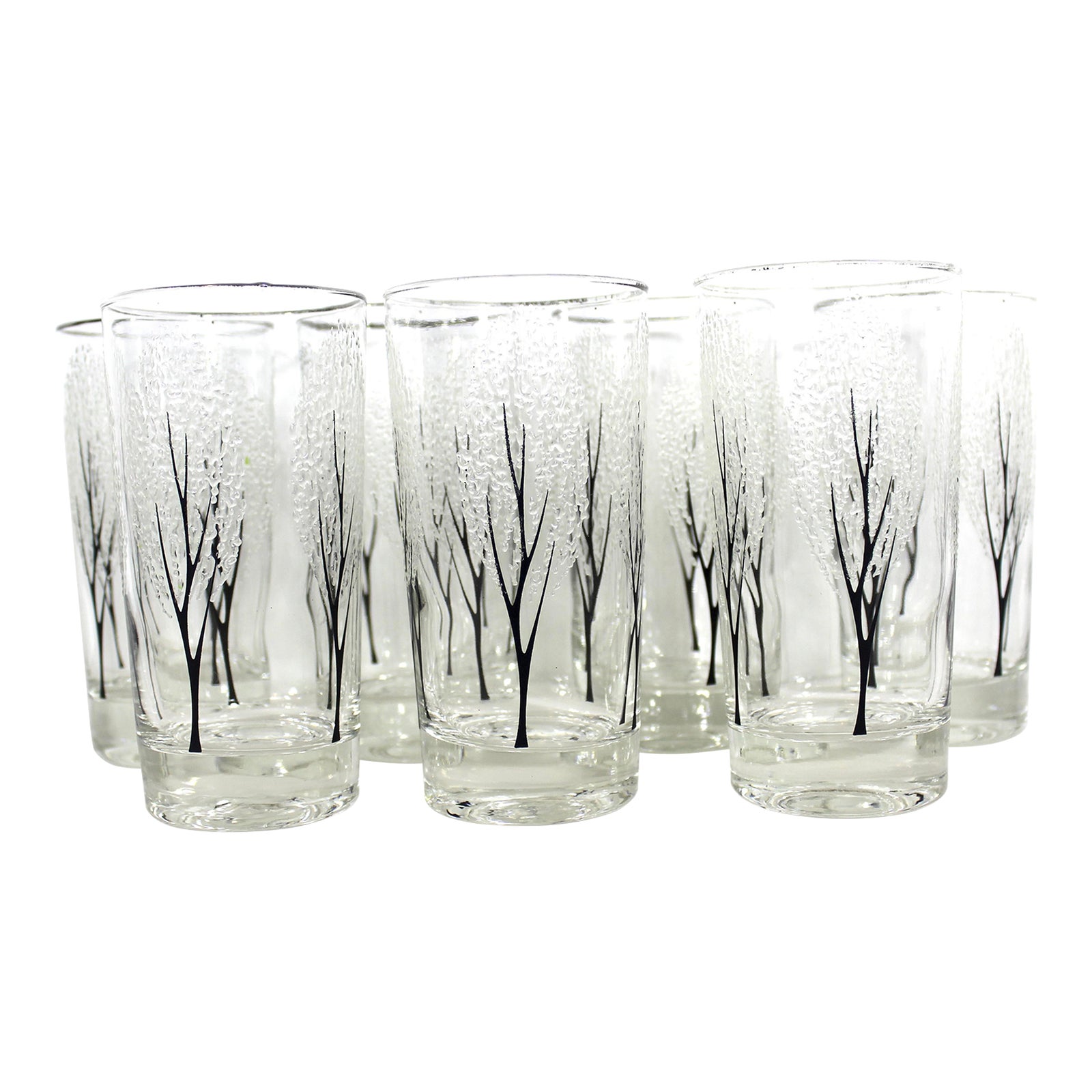 1950’s Set of 7 Dominion Glass Highball Glasses With Stylized Embossed ...