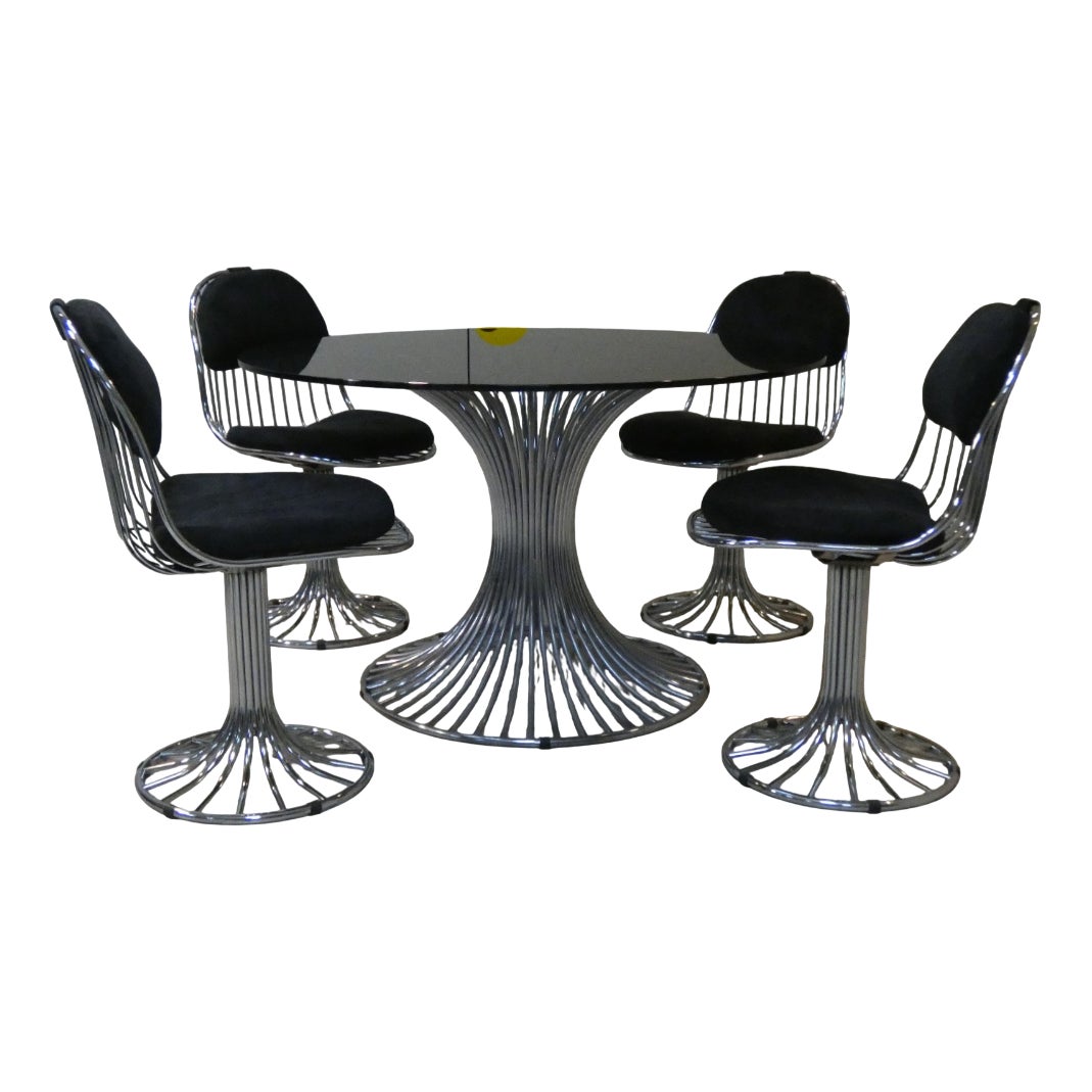 Margot Chairs and Tulip Dining Table by Gastone Rinaldi for Rima, Italy ...