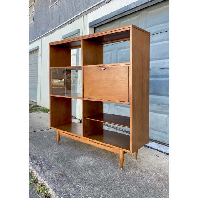 Mid Century Two-Sided Bookcase Étagère and Room Divider With Glass ...
