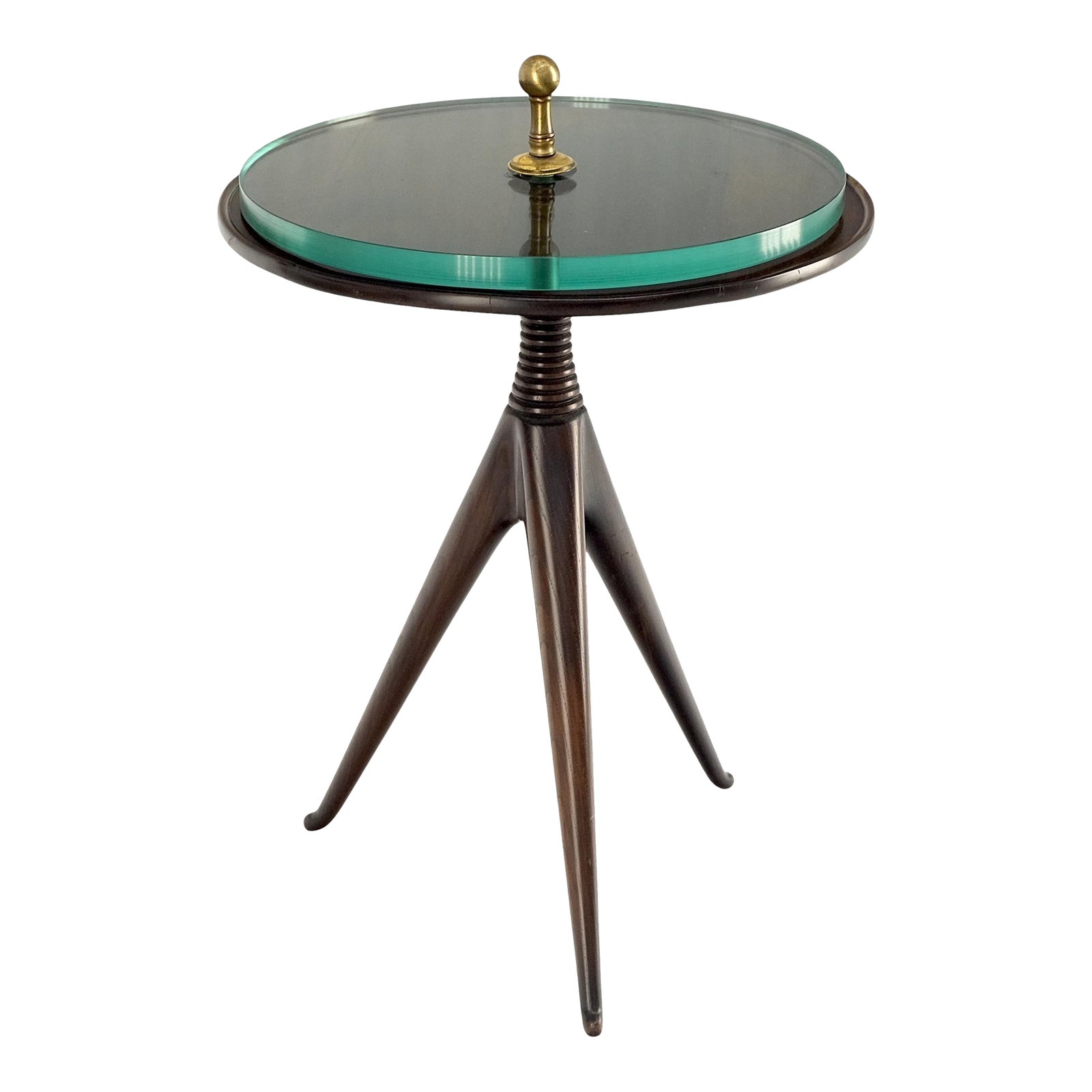 Tripod Legs Base Thick Glass Top Round Butler Serving Side End Table ...