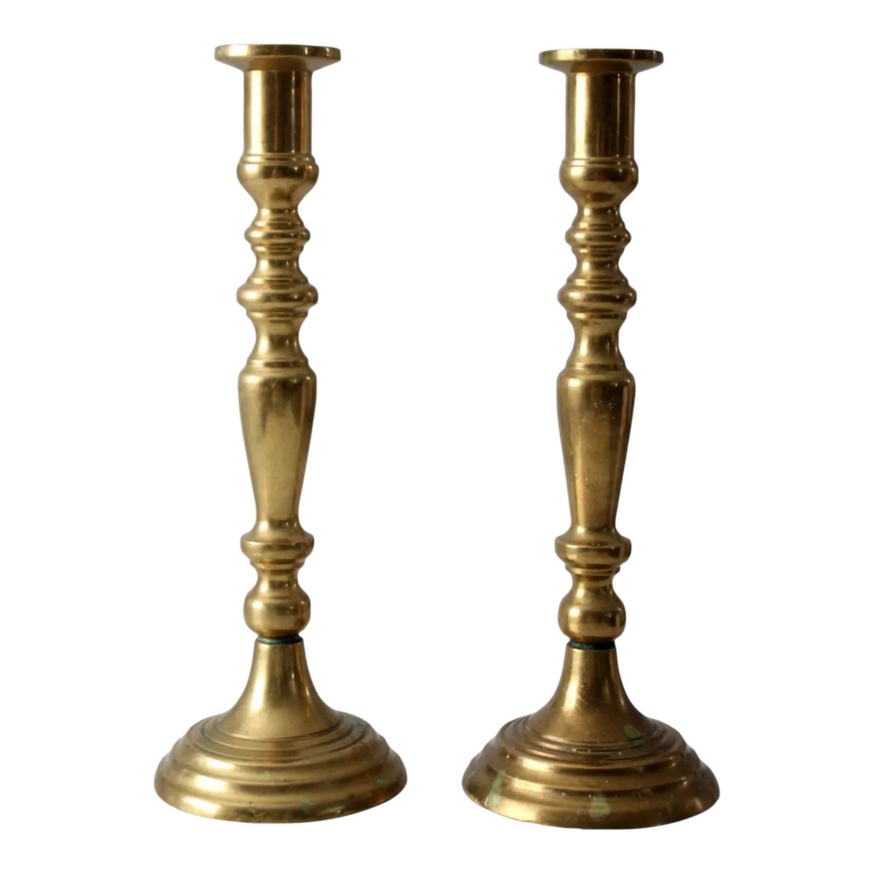 Antique Brass Candlestick Holders Pair | Chairish