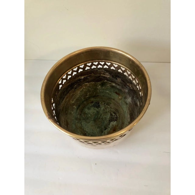 Vintage Brass Cachepot With Handles and Decorative Heart Pierced Cutout ...
