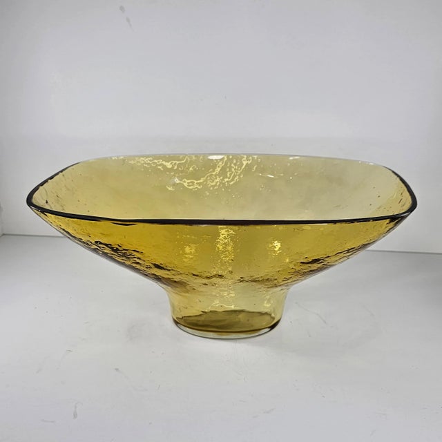 Vintage Pebbled Glass Bowl Large Decorative Pedestal Bubble Recycled ...