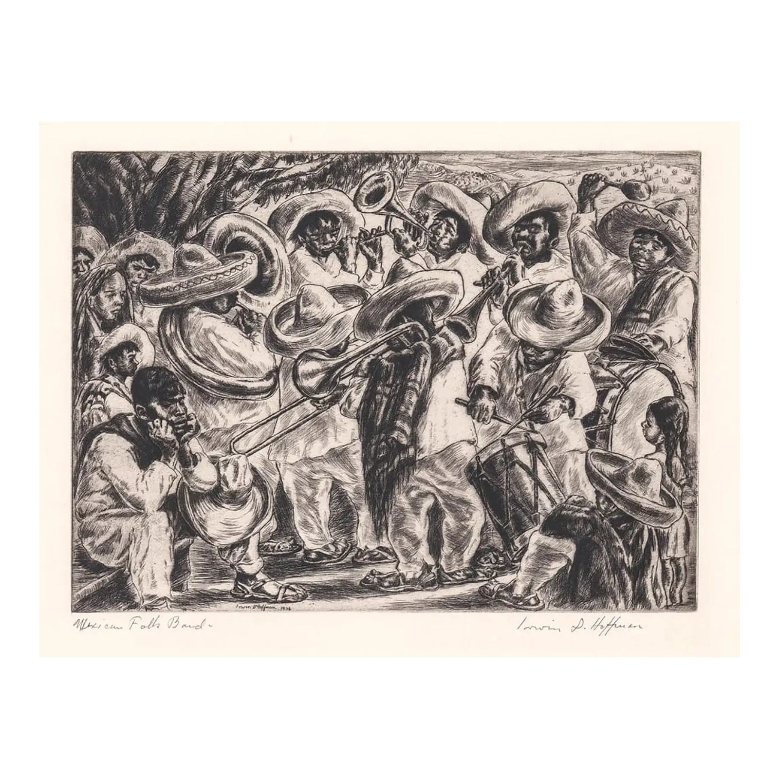 1936 Irwin Hoffman Mexican Folk Band Etching | Chairish