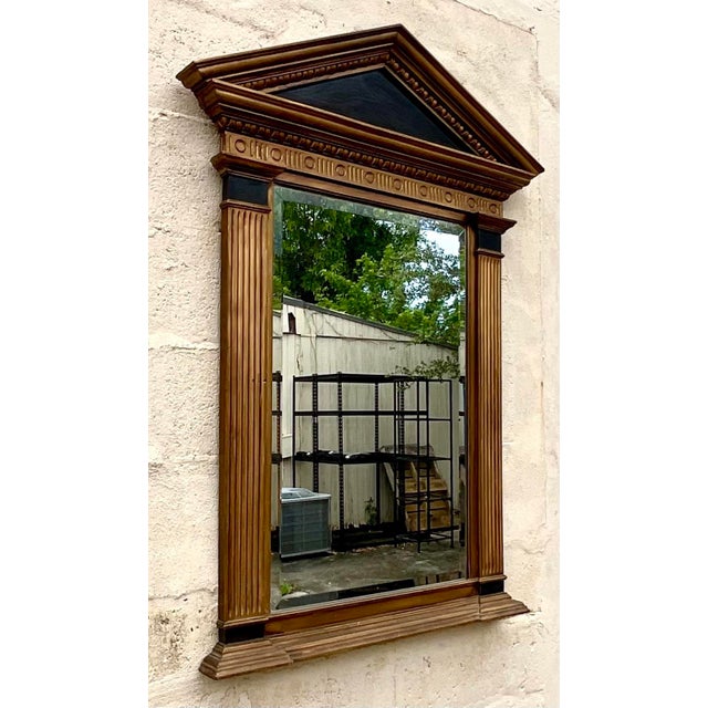 Vintage Neoclassical Gilt Pediment Mirror | Chairish