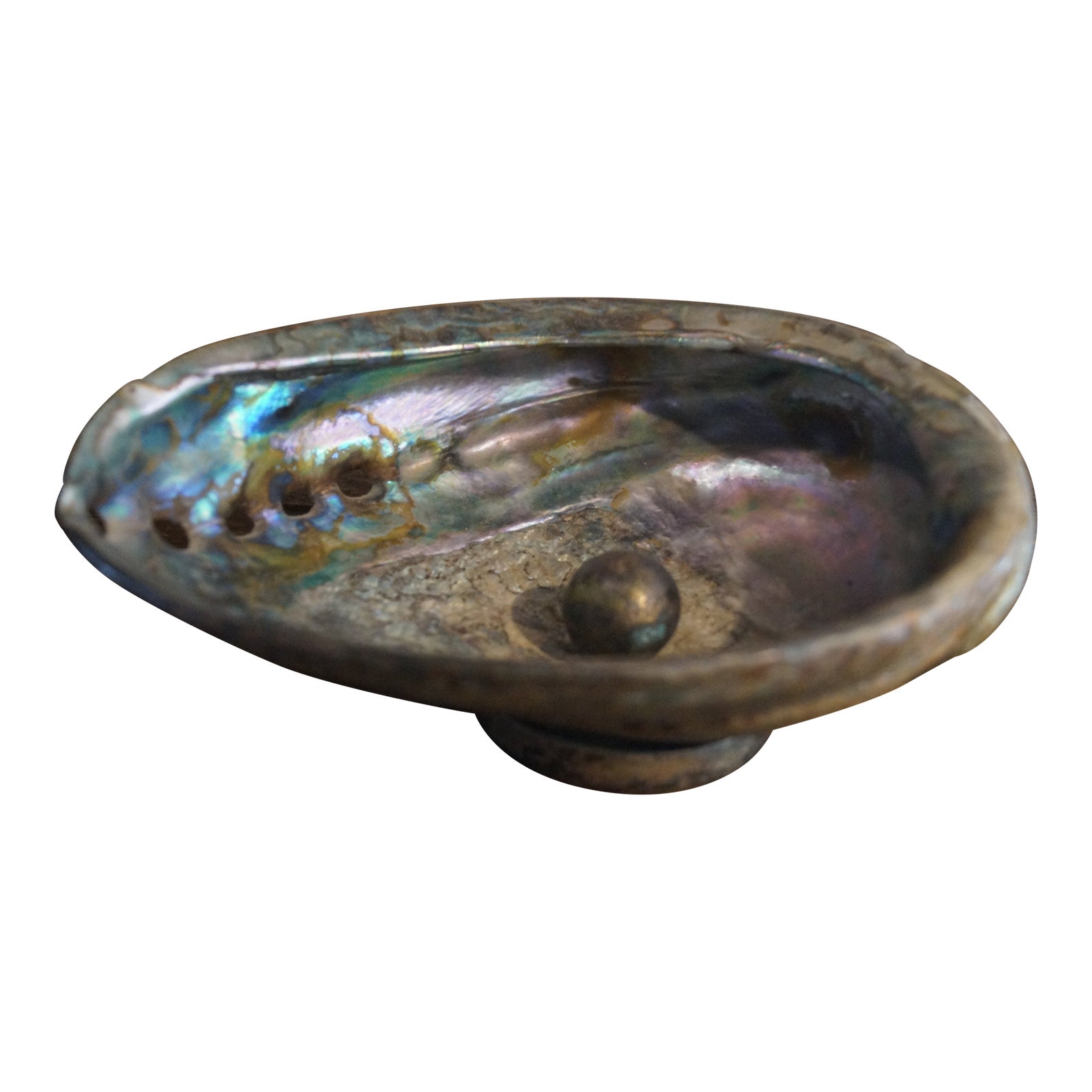 1960s Los Castillos Taxco Abalone Shell Dish With Silver Pearl | Chairish