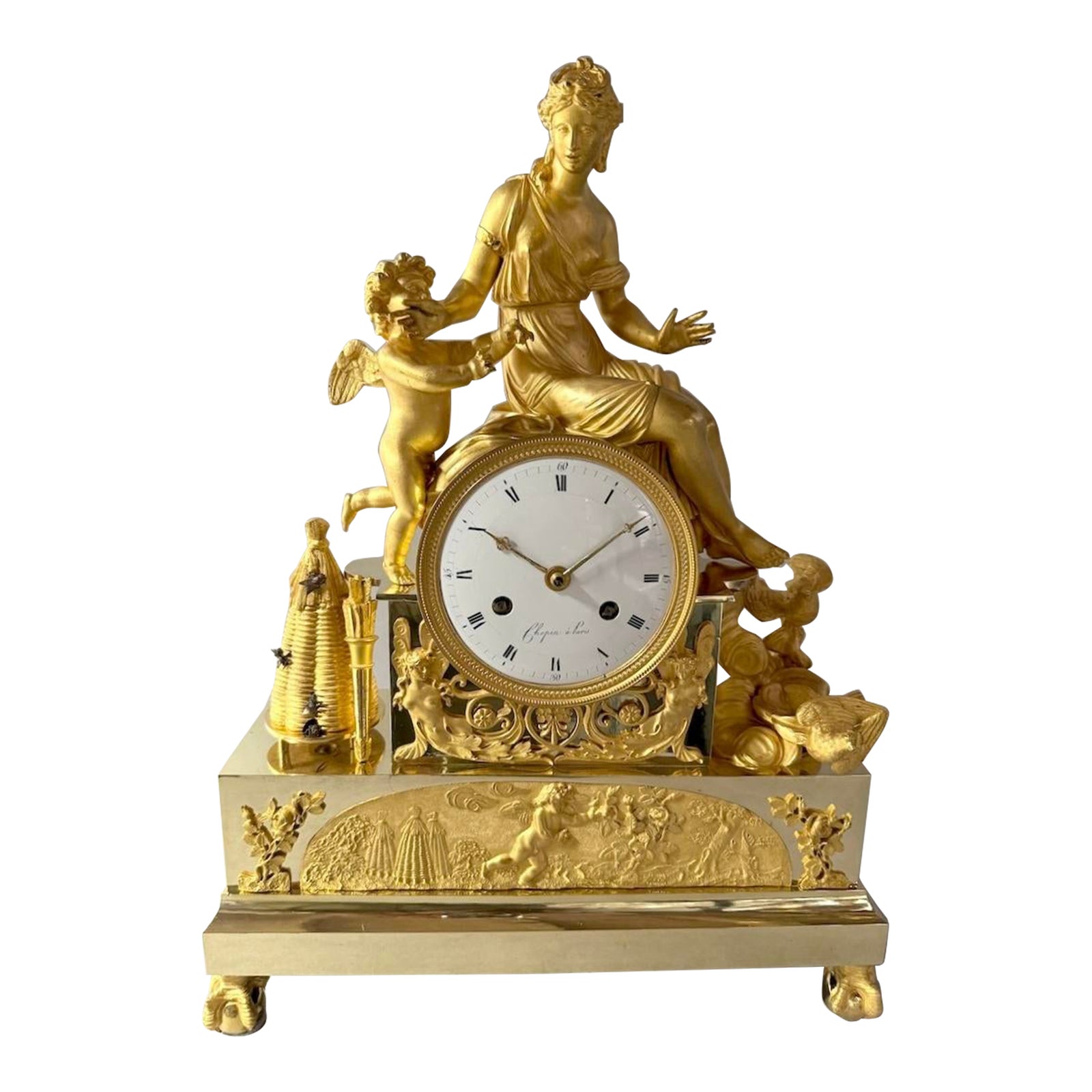 Early 19th Century French Empire Gilded Ormolu Chimney Clock "Cupid ...