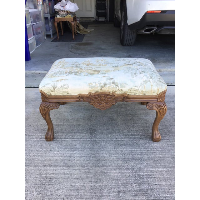 French Louis XV Style Vintage Bench Wood Stool Carved Footstool French ...