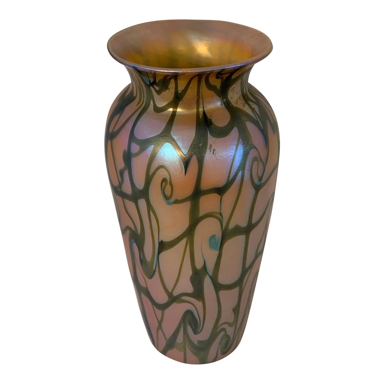 Durand King Tut Pattern Glass Vase | Chairish