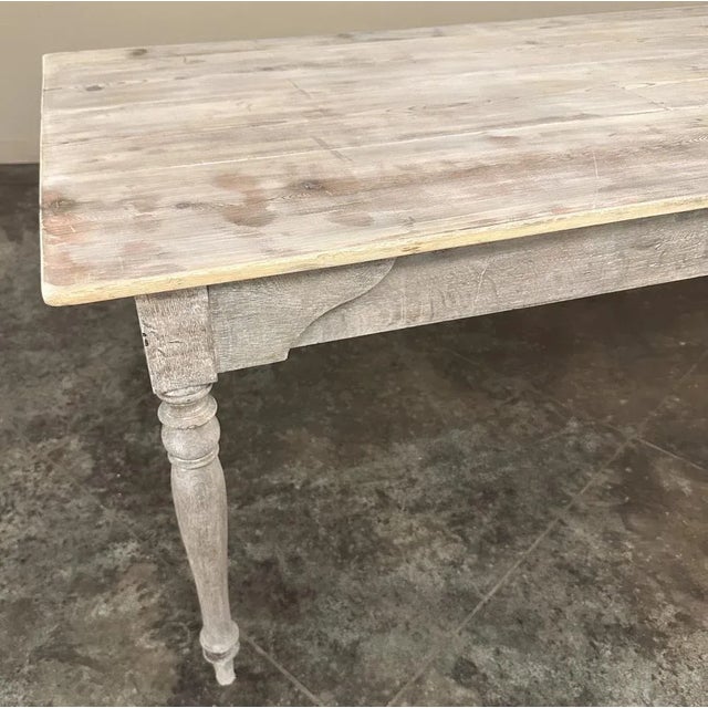 Antique Rustic Country French Whitewashed Dining Table | Chairish