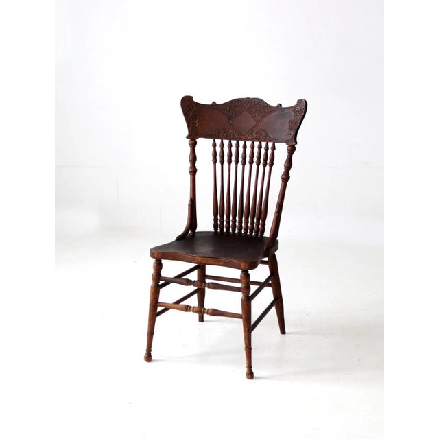 Antique Press Back Side Chair | Chairish