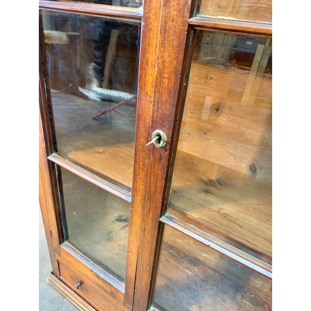 Late 1800s French Walnut Glass Front Display Cabinet | Chairish