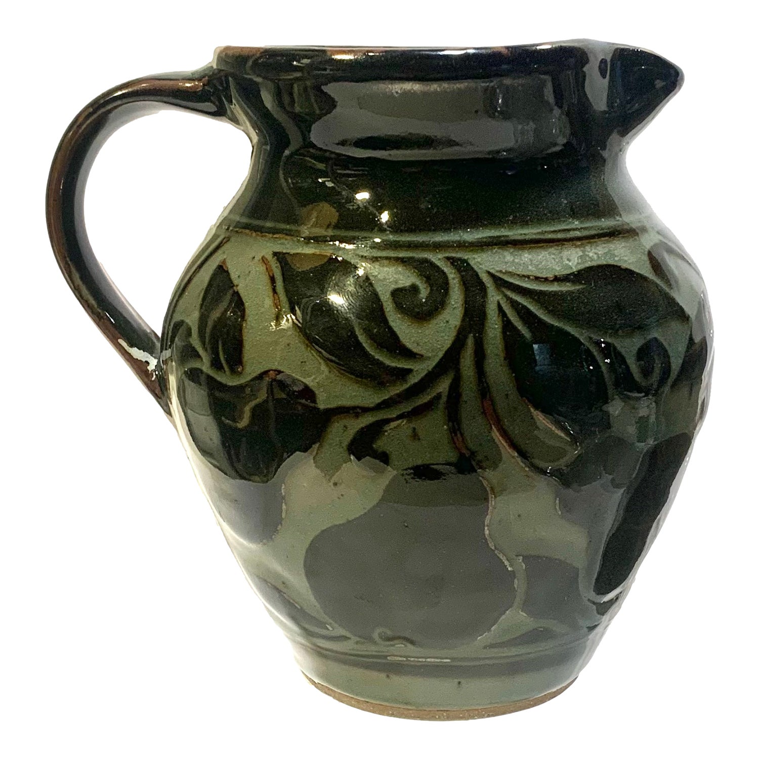 Contemporary Studio Made Sgraffito Pear Motif Pitcher by Miranda Thomas ...