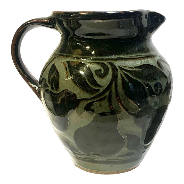 Contemporary Studio Made Sgraffito Pear Motif Pitcher by Miranda Thomas ...
