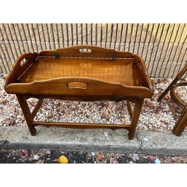 Mid 20th Century Ethan Allen Solid Cherry Butler’s Tray Table | Chairish