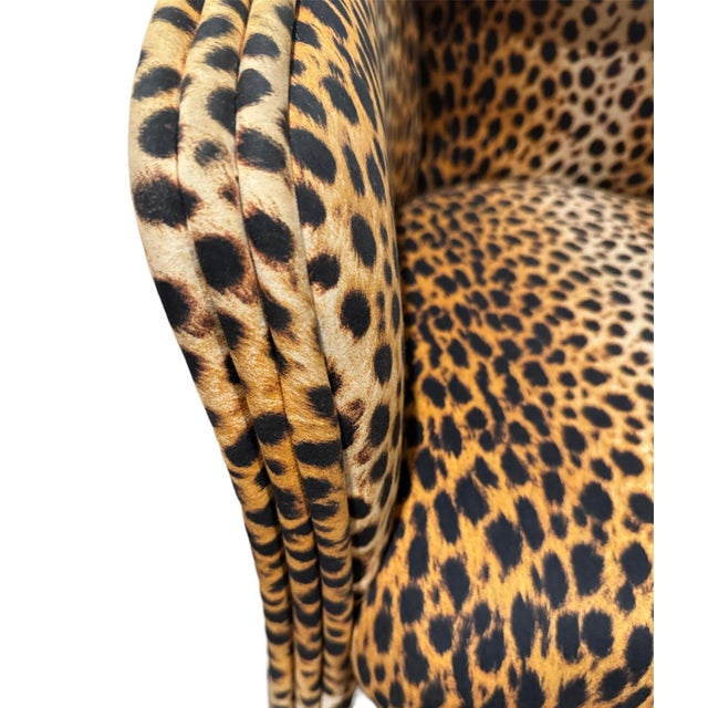 1980s Vintage Leopard Print Accent Dining Chairs on Casters - Set of 4 ...