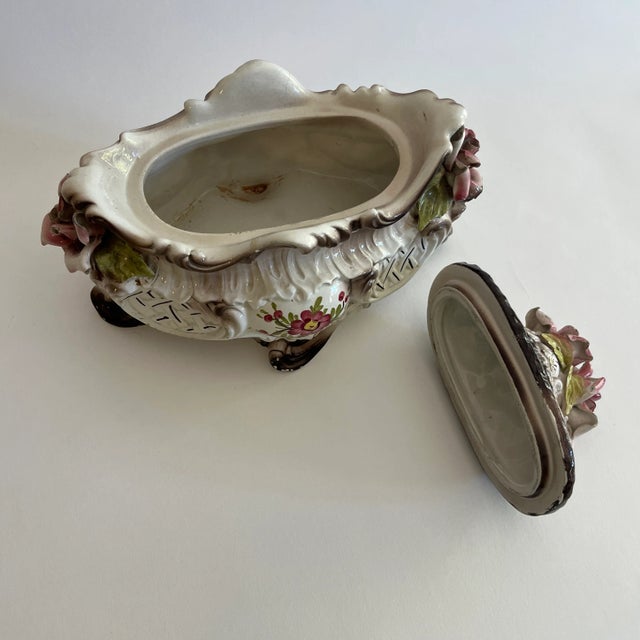 Vintage Capodimonte Porcelain Serving Vessel with Lid | Chairish