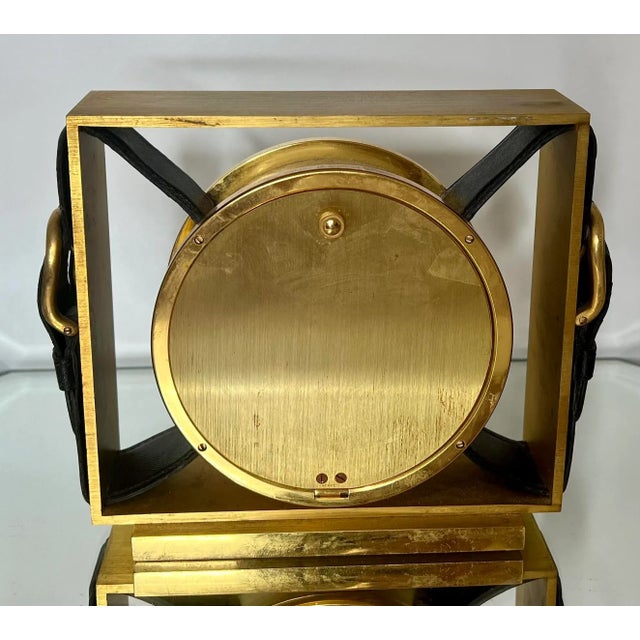 Hermès Gilt Brass & Leather Table or Mantle Clock, 1960’s. | Chairish