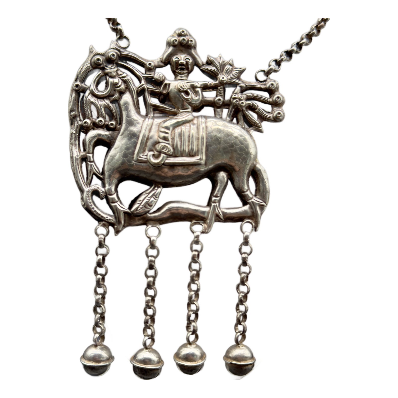 Antique Chinese Silver Qilin Necklace | Chairish