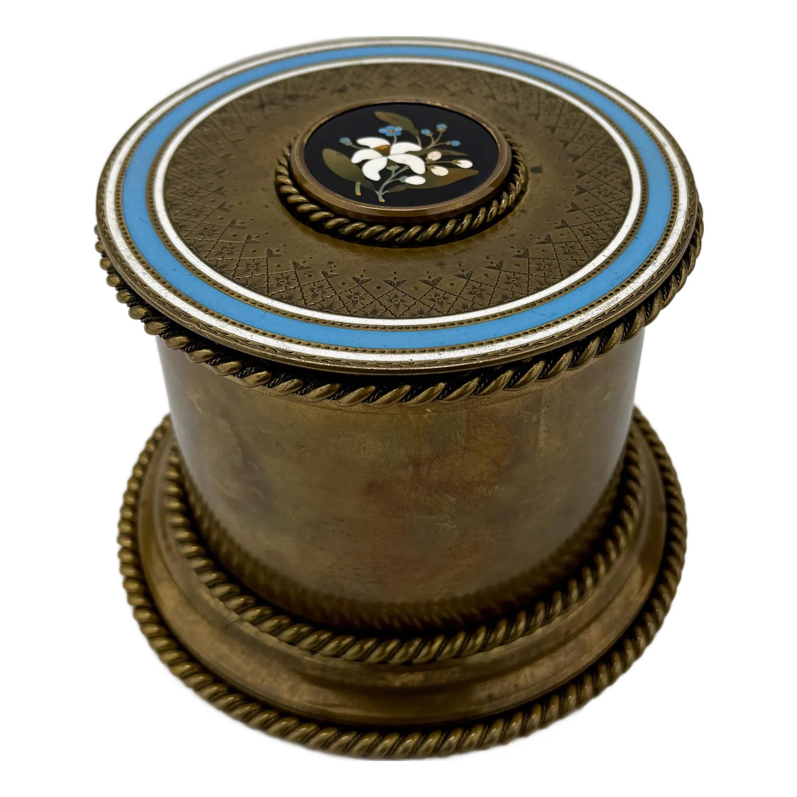 Grand Tour Bronze, Two-Tone Enamel & Pietra Dura Dressing Box or ...