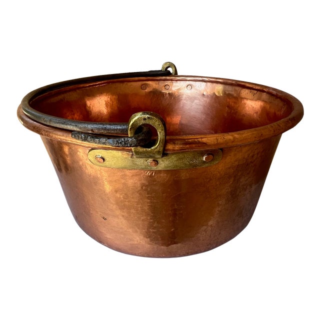 Extra Large French Copper Cauldron With Iron Handle, C. 19th Century ...
