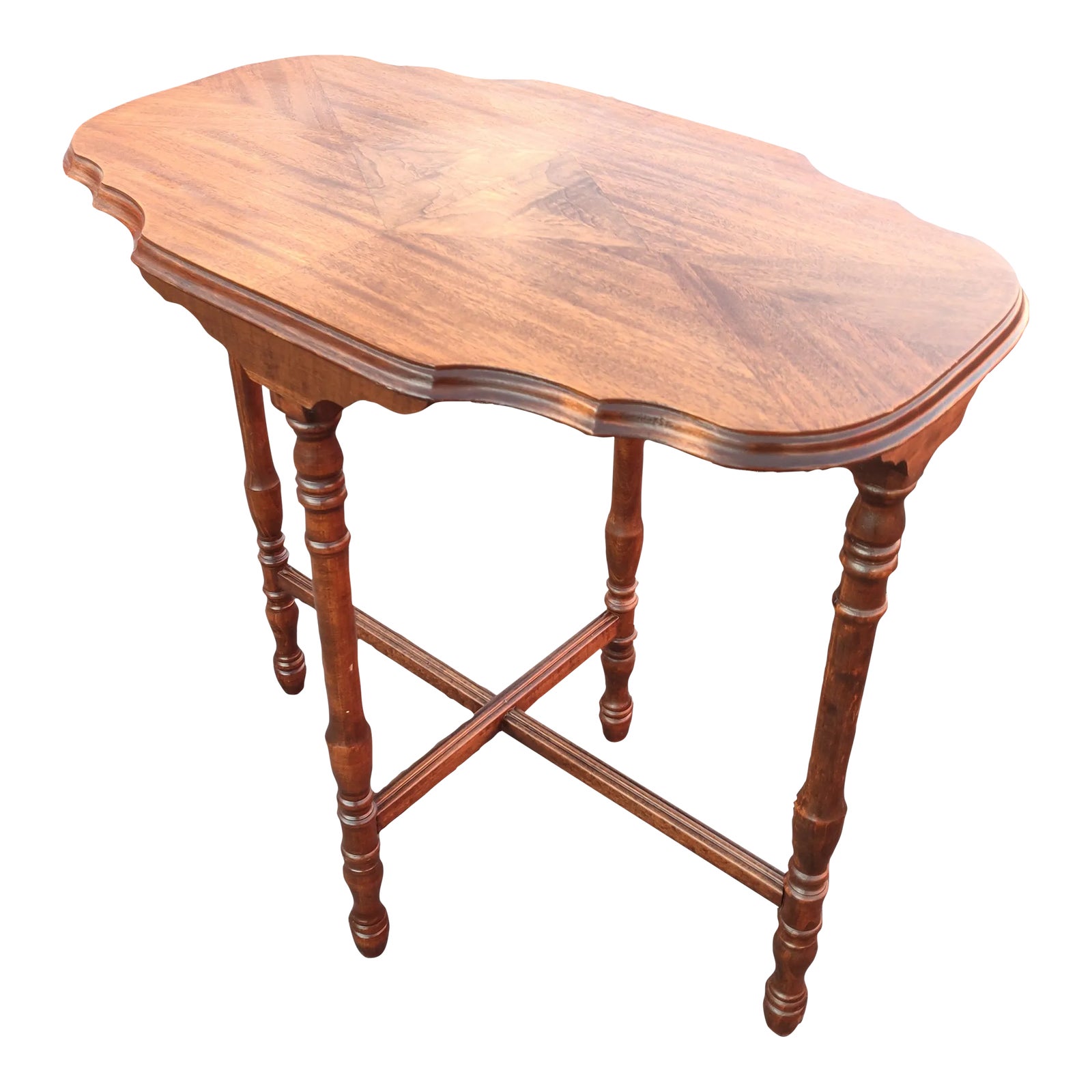 Mid 20th Century Antique Edwardian Style Scallop Side Table | Chairish