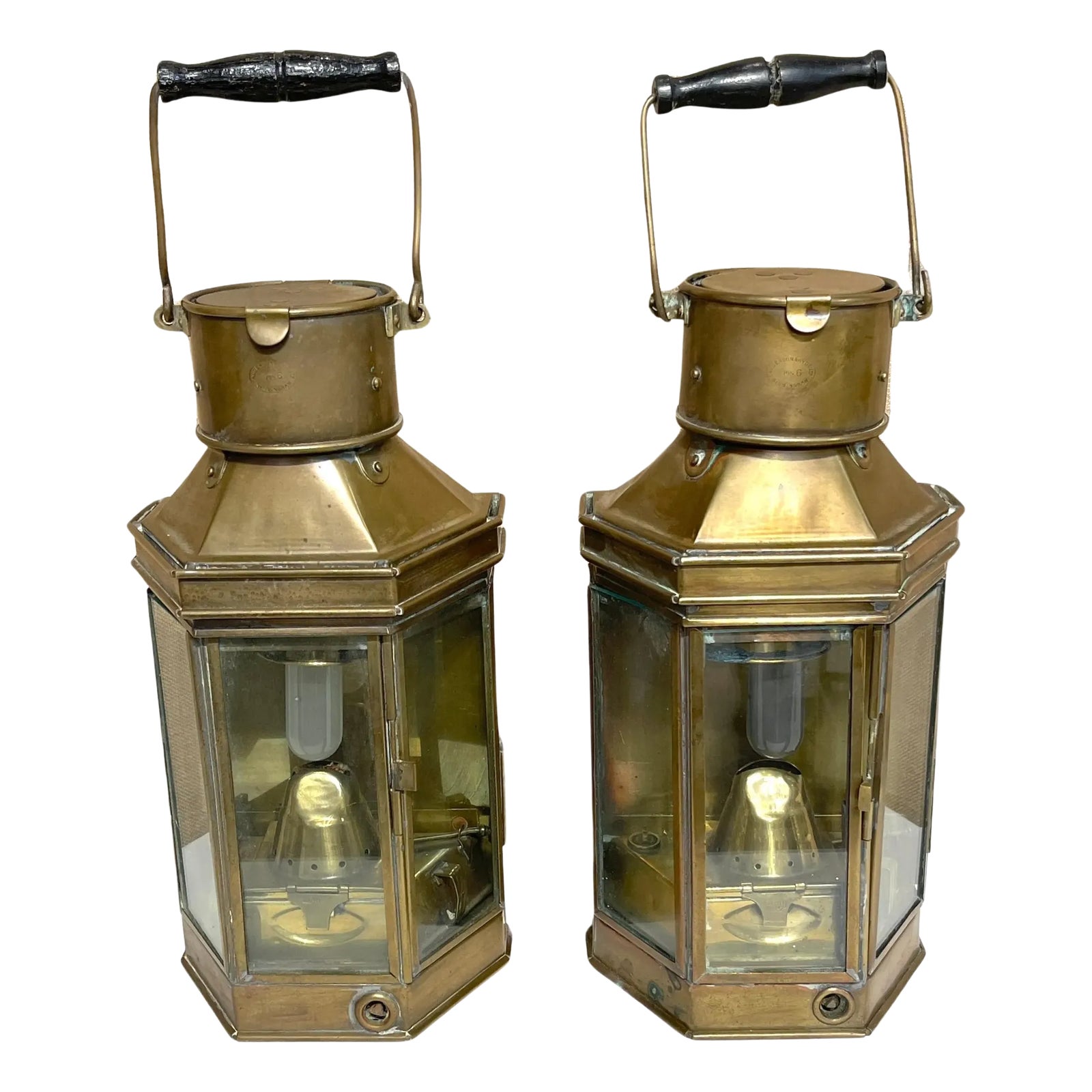 English WWI Brass Bulkhead Ships/Trench Lanterns/ Sconces, Bulpitt ...