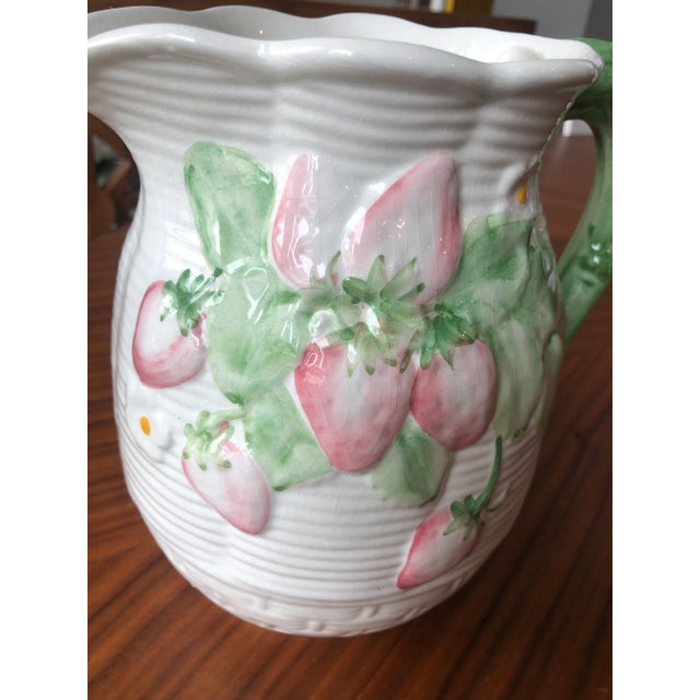 Vintage Hand-Painted Italian Majolica Strawberry Pitcher in a White ...