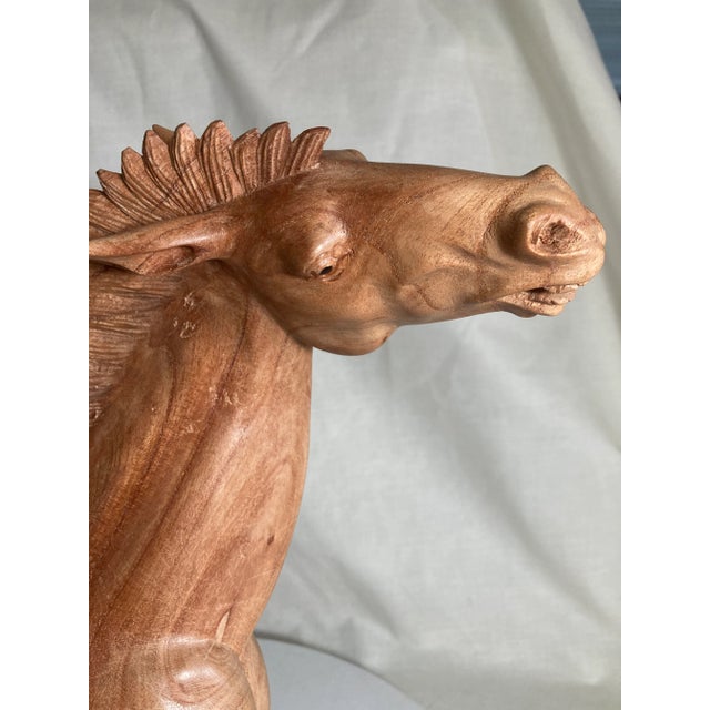 1980s Hand Carved Horse Head Bust Sculpture | Chairish