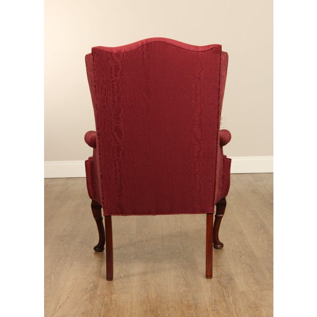Sherrill Queen Anne Style Mahogany Wing Chair | Chairish