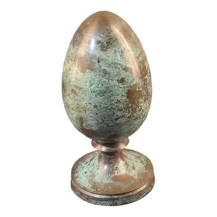Vintage Brass Large Egg-Shaped Finial Decorative Desk Art | Chairish