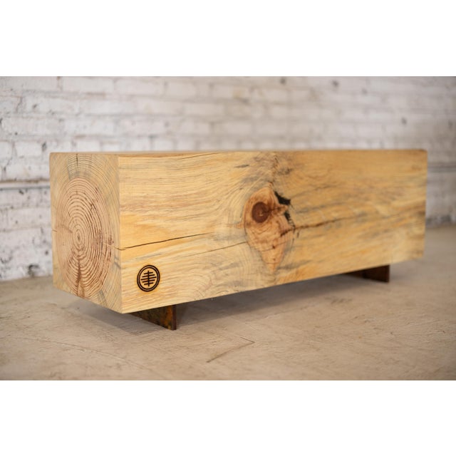 Reclaimed Wood Beam Bench 4' Long Natural Pine | Chairish