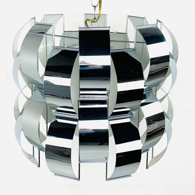 1960s Chrome Ribbon Chandelier by Lightolier | Chairish