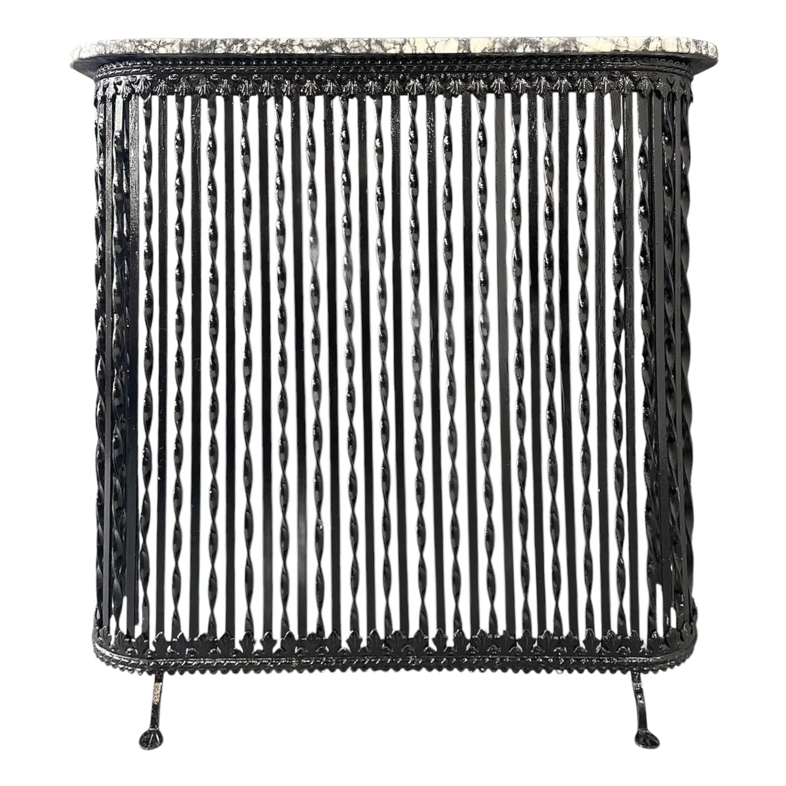 Late 19th Century Wrought Iron & Marble Radiator Cover From a New York ...