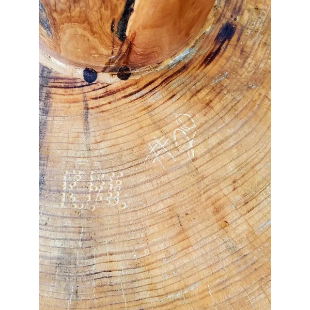 Natural Live Edge Tree Slice Inlaid Side Table With Root Base - Signed ...