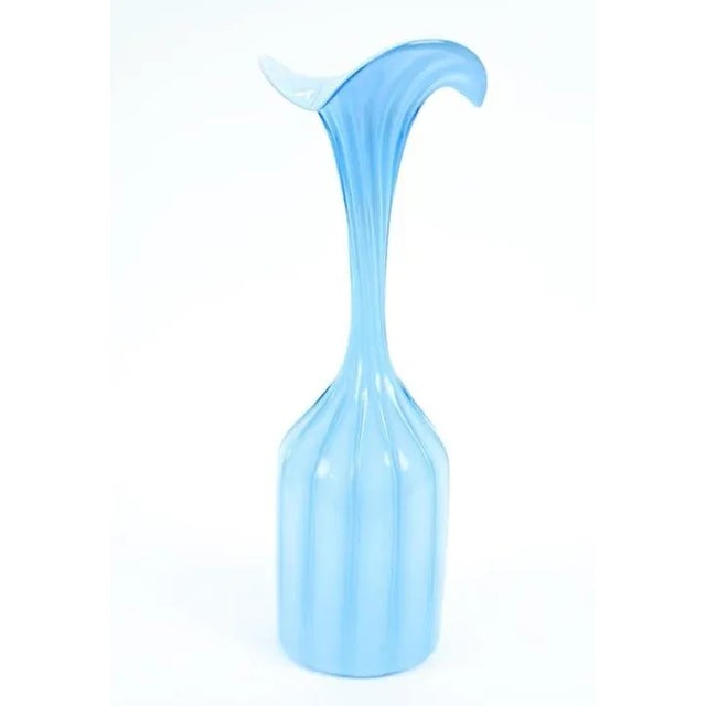 Vintage Hand Blown Italian Attr Murano Tall Blue Glass Vase Chairish
