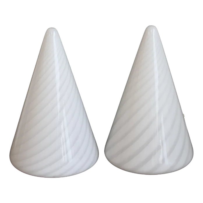 Blown Murano Glass Conical Table Lamps, 1960s, Set of 2 | Chairish