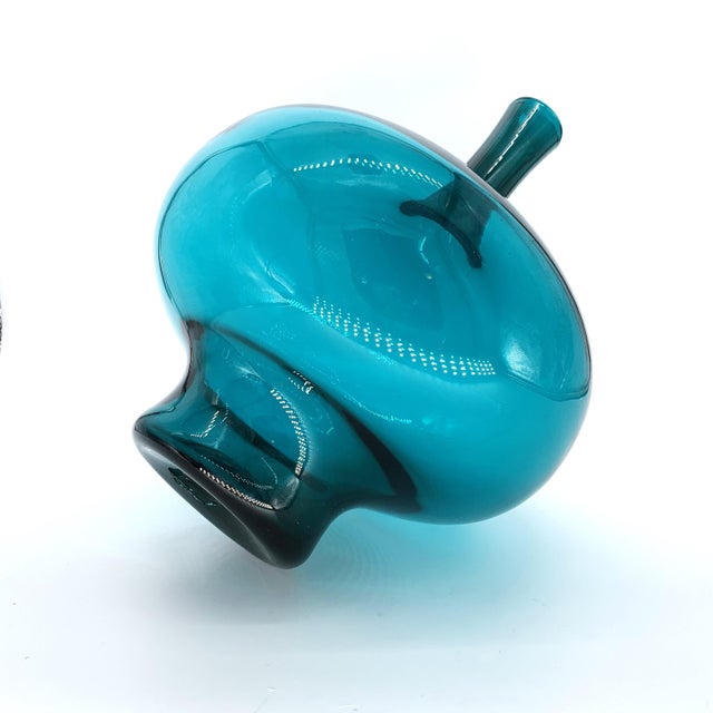 Vintage Blenko Decanter in Peacock | 1965 Designed by Joel Myers | Chairish