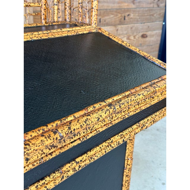 E. Murio Manila Refinished Chippendale Rattan Slant Top Desk, Aesthetic ...