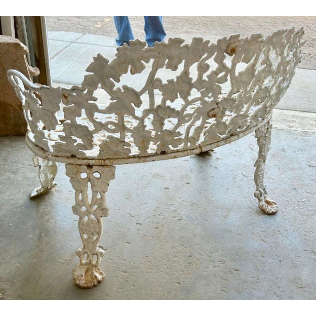 Mid 20th Century White Grapevine and Leaf Cast Iron Bench Settee | Chairish