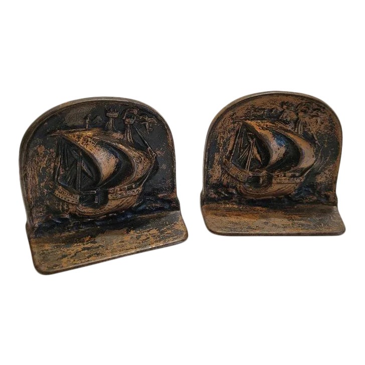 Vintage Cast Iron Metal Pirate Ship Bookends - a Pair | Chairish