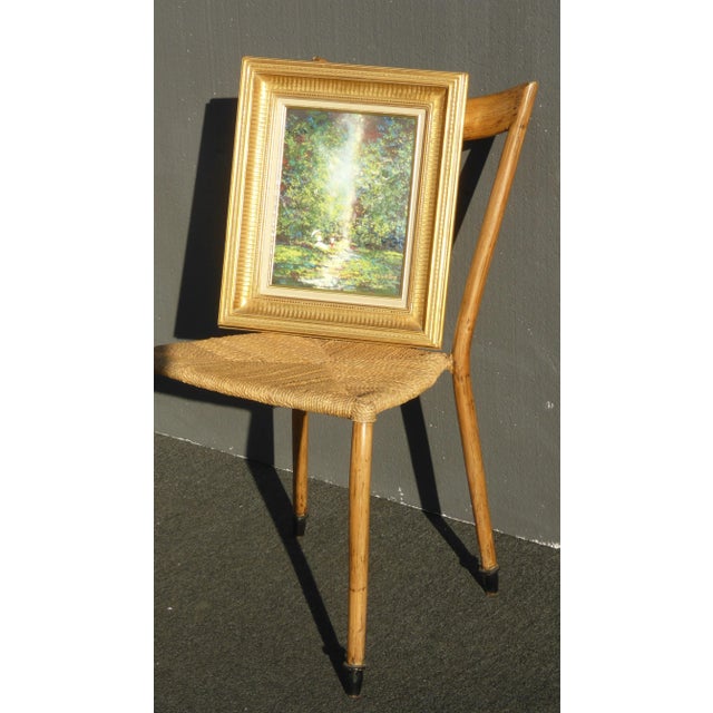 David Karp Woman W Umbrella Child Garden Scene Enamel on Copper ...