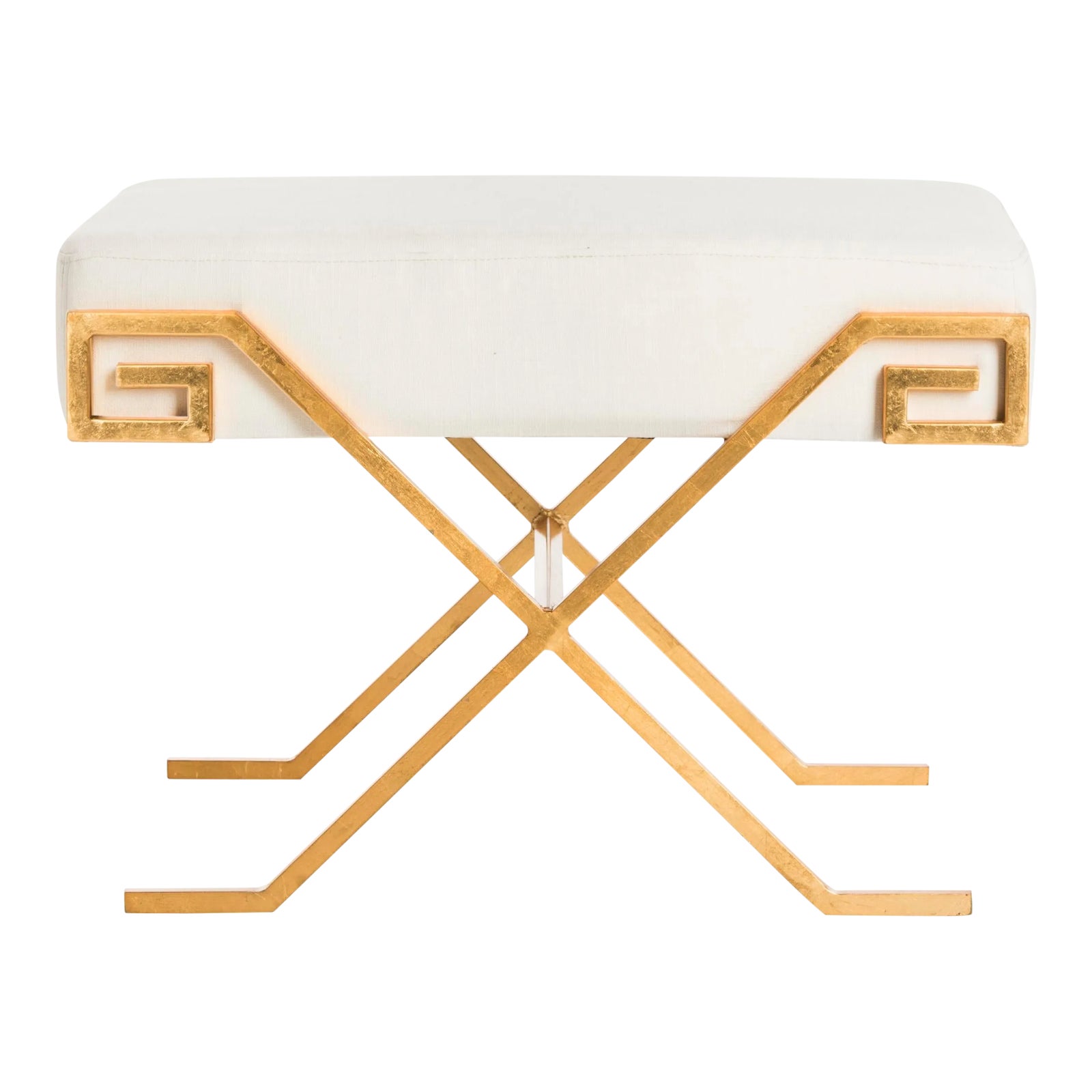 Greek Key Bench in Light Beige | Chairish