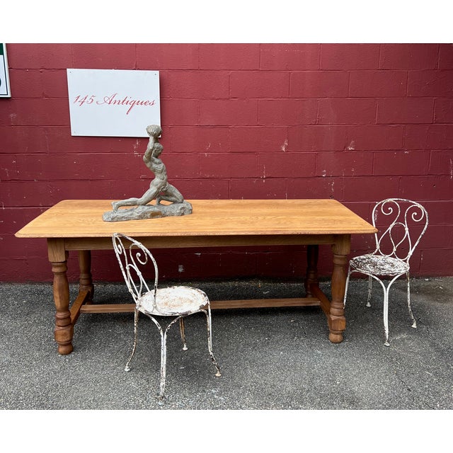 Large French Oak Library Table | Chairish