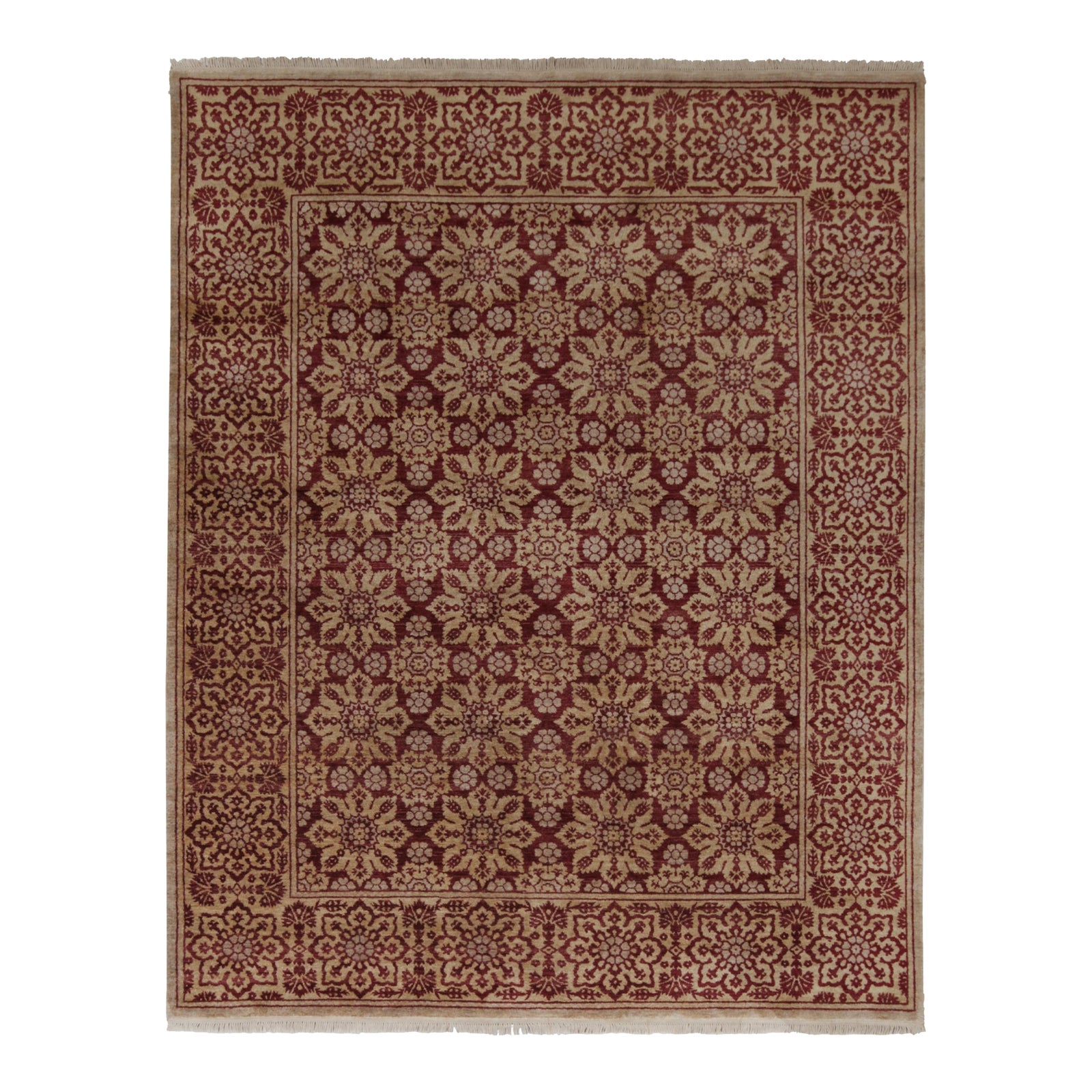 Rug & Kilim’s European Style Rug With Maroon & Gold Floral Pattern ...