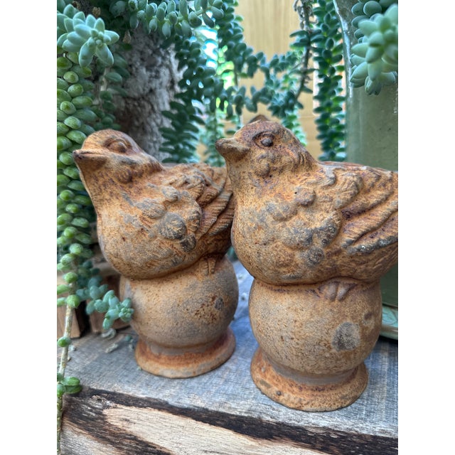 Vintage Cast Iron Bird Figurines Set of 2 | Chairish