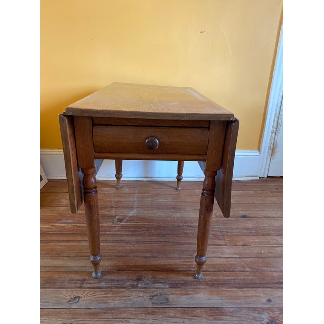 Antique Drop Leaf Table With Drawer | Chairish