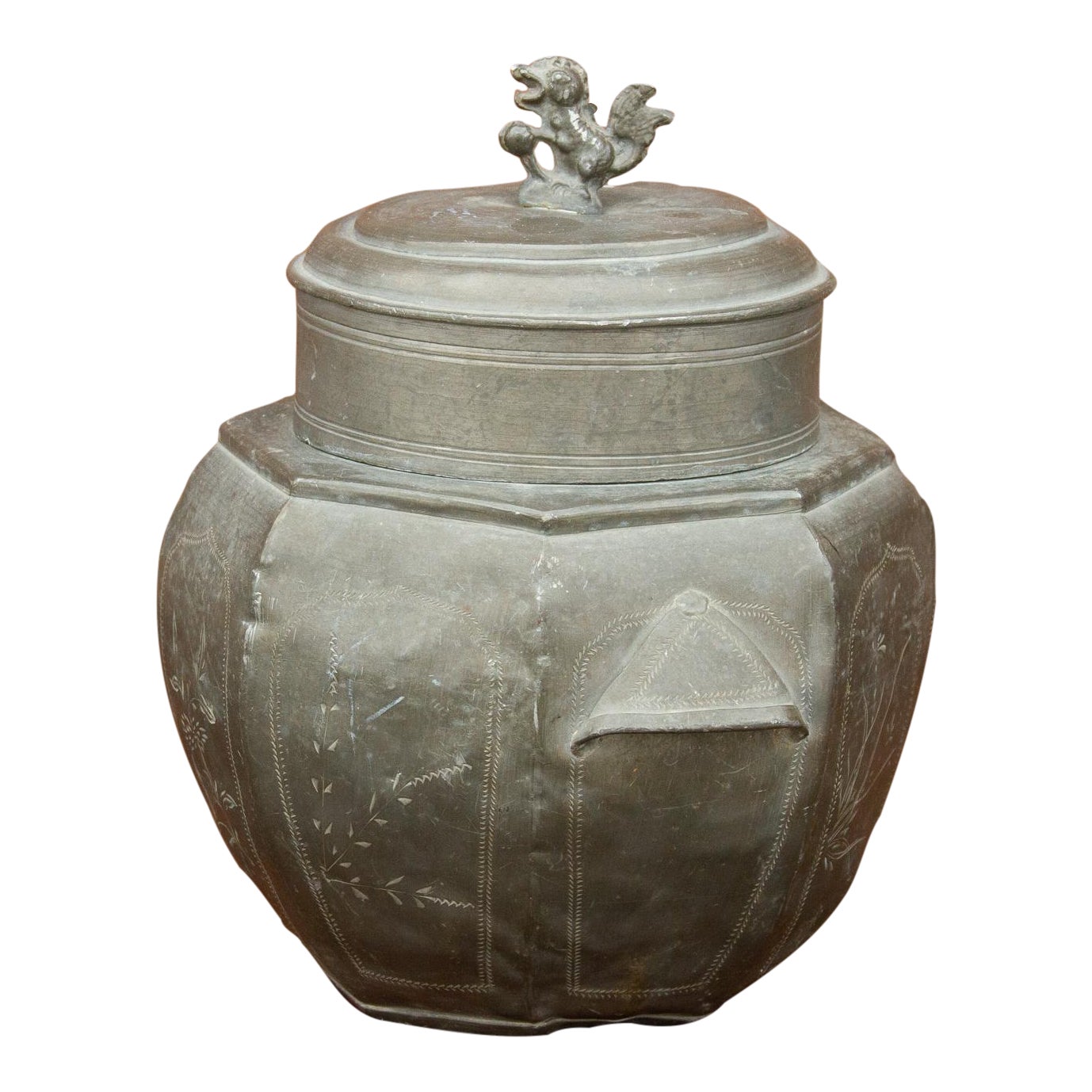 Antique Polished Tin Canister | Chairish