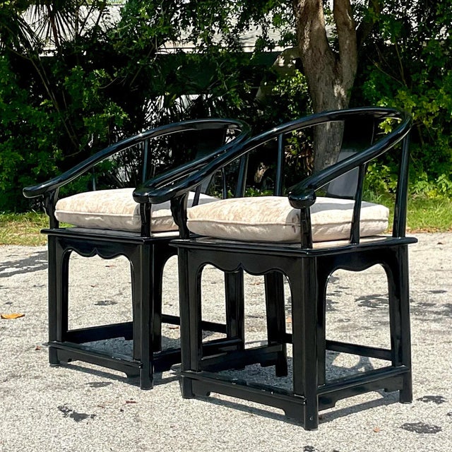 Vintage Asian Lacquered Ming Lounge Chairs - a Pair | Chairish